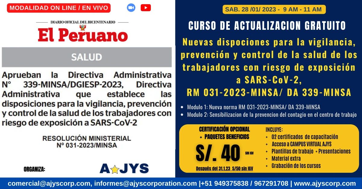 Curso de actualización RM 031-2023-MINSA/ DA 339-MINSA:
